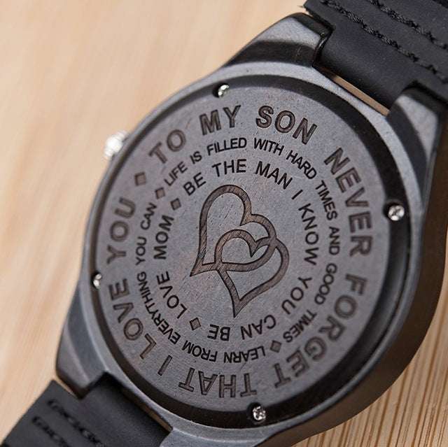 Engraved Wood Watch Son Mom Dad Daughter - Binta Shop